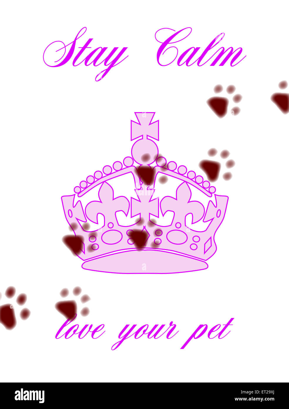 A pink abstract background with the text Stay Calm And Love Your Pet ...
