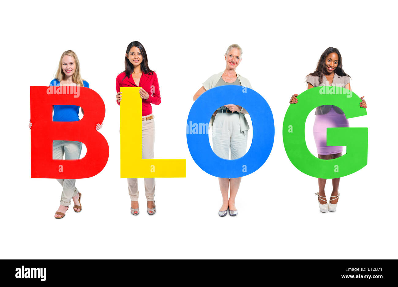 Group of Business people holding the letter "BLOG Stock Photo - Alamy