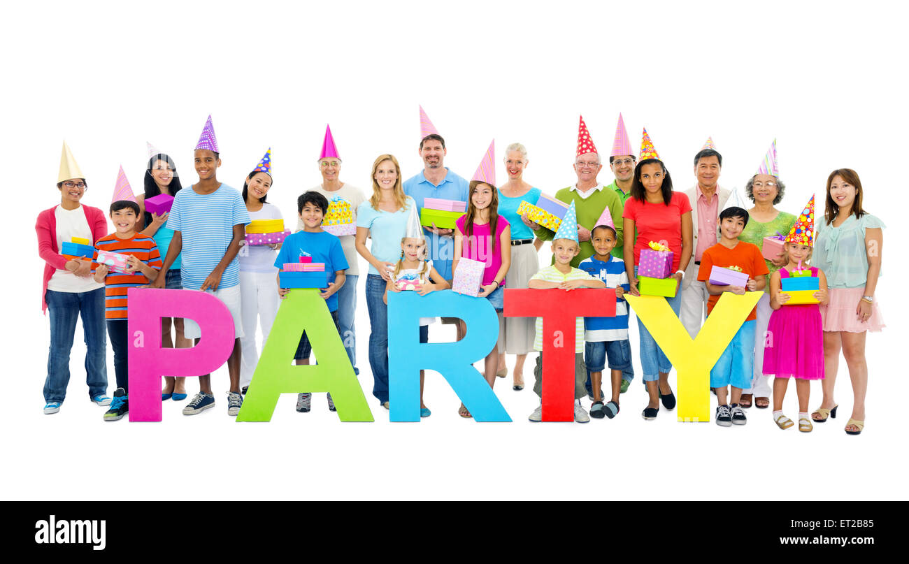 Large Group of People Celebrating Stock Photo - Alamy