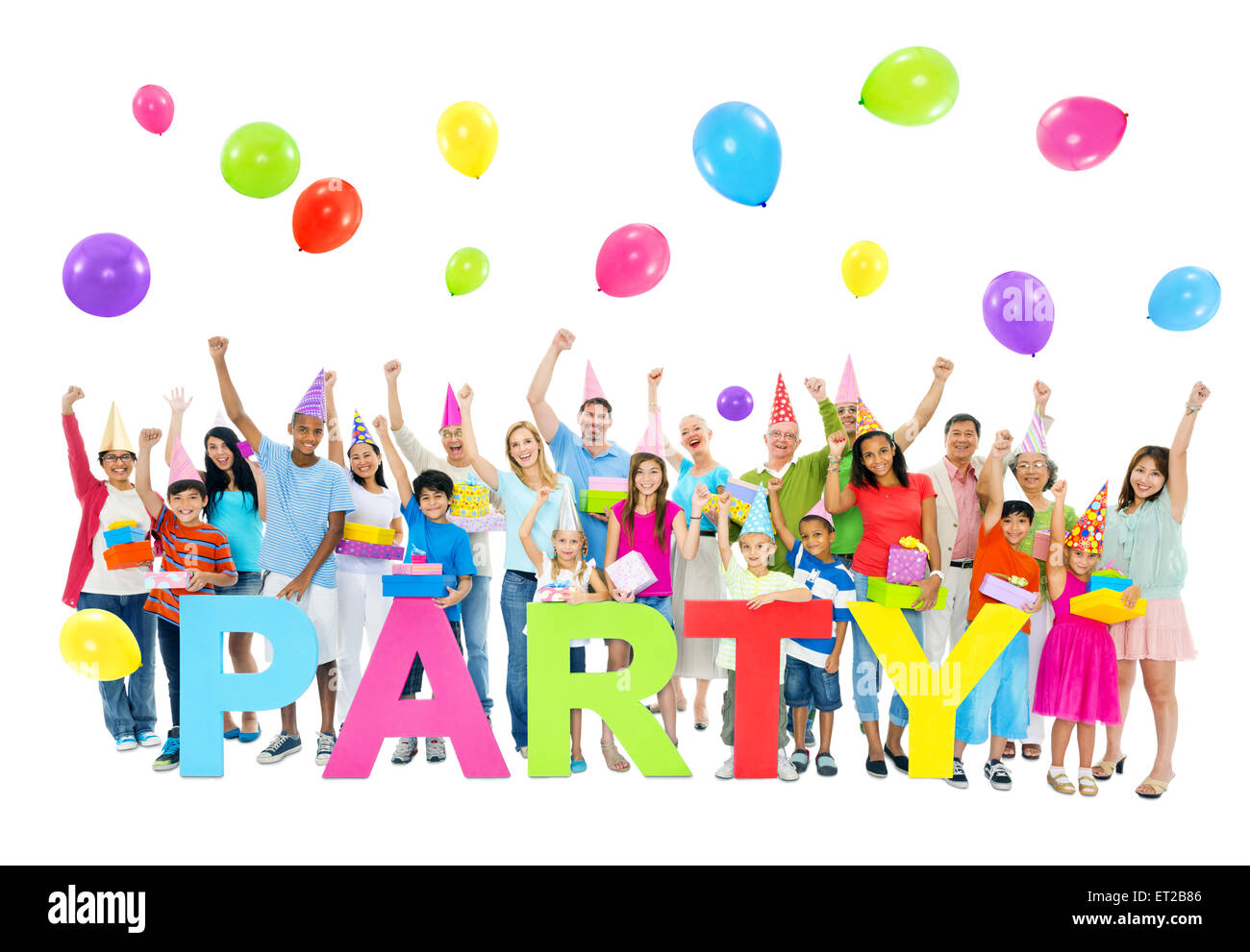 Large Group of People on Party Stock Photo - Alamy