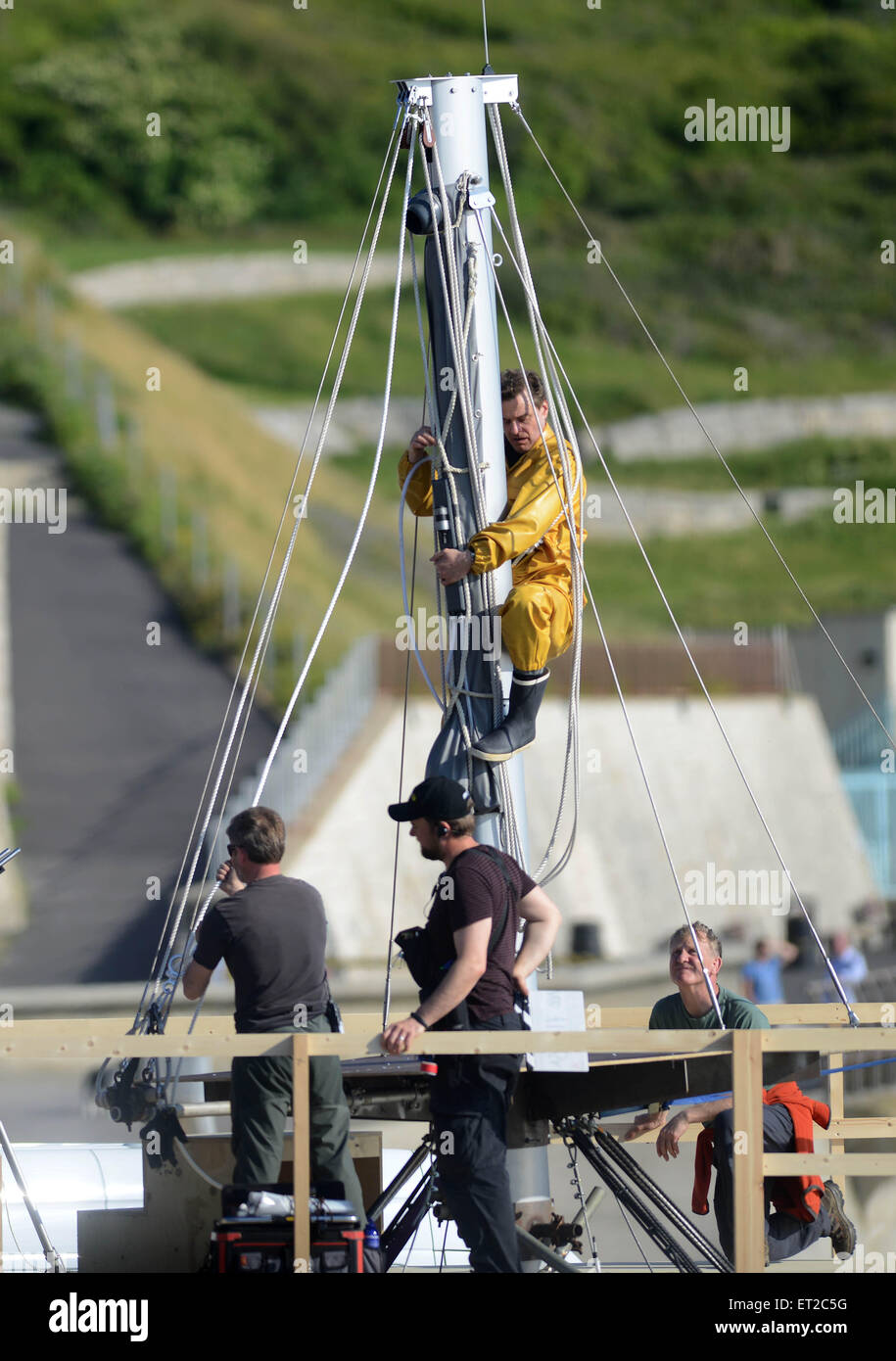 Portland, Dorset, UK. 10th June, 2015. Colin Firth filming a scene from ...