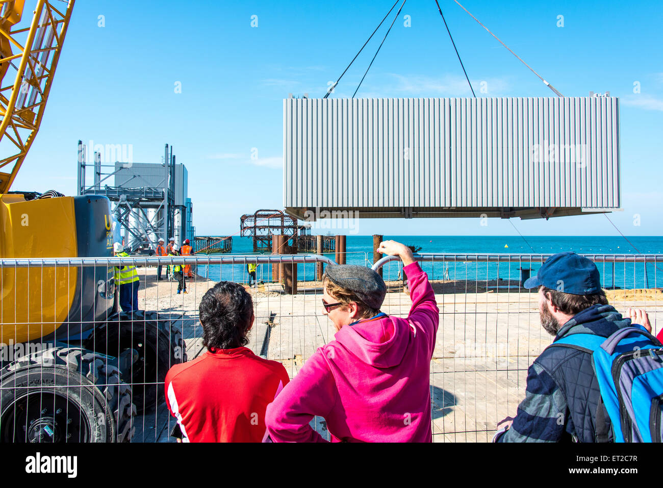 Brighton, UK. 11th June, 2015. i360 tower components arrive by barge at ...