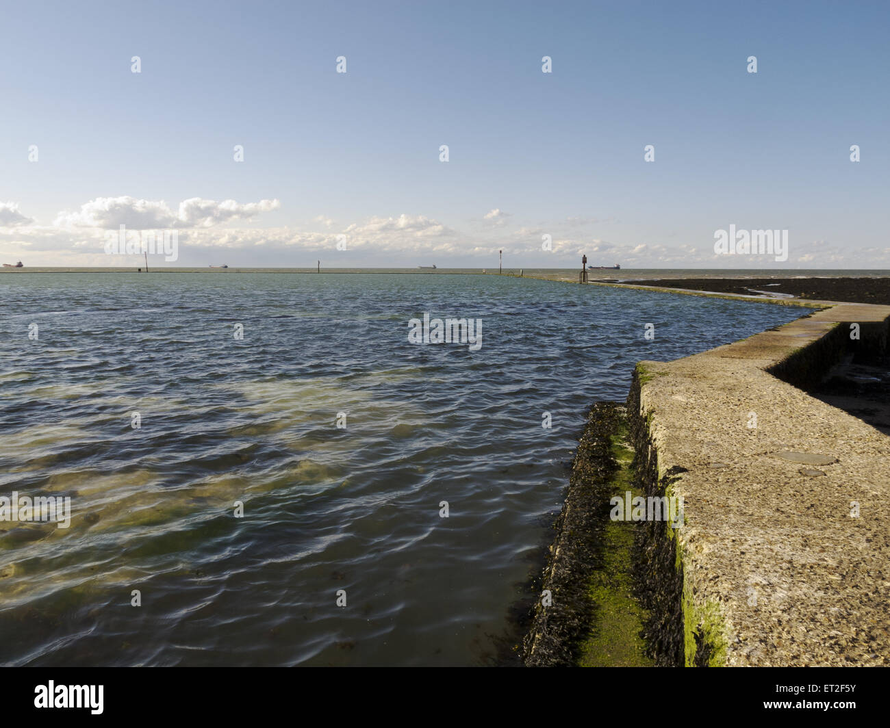 The Sea wall and the tidal pool at Walpole Bay, Margate Kent Stock ...