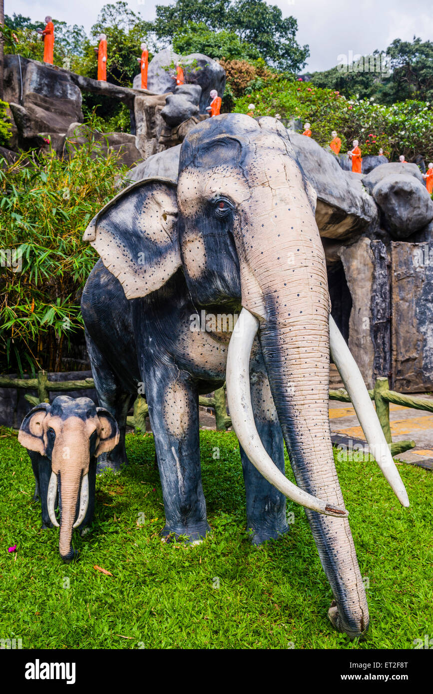 Elephant statue at the Golden Temple of Dambulla in Dambulla, Central ...