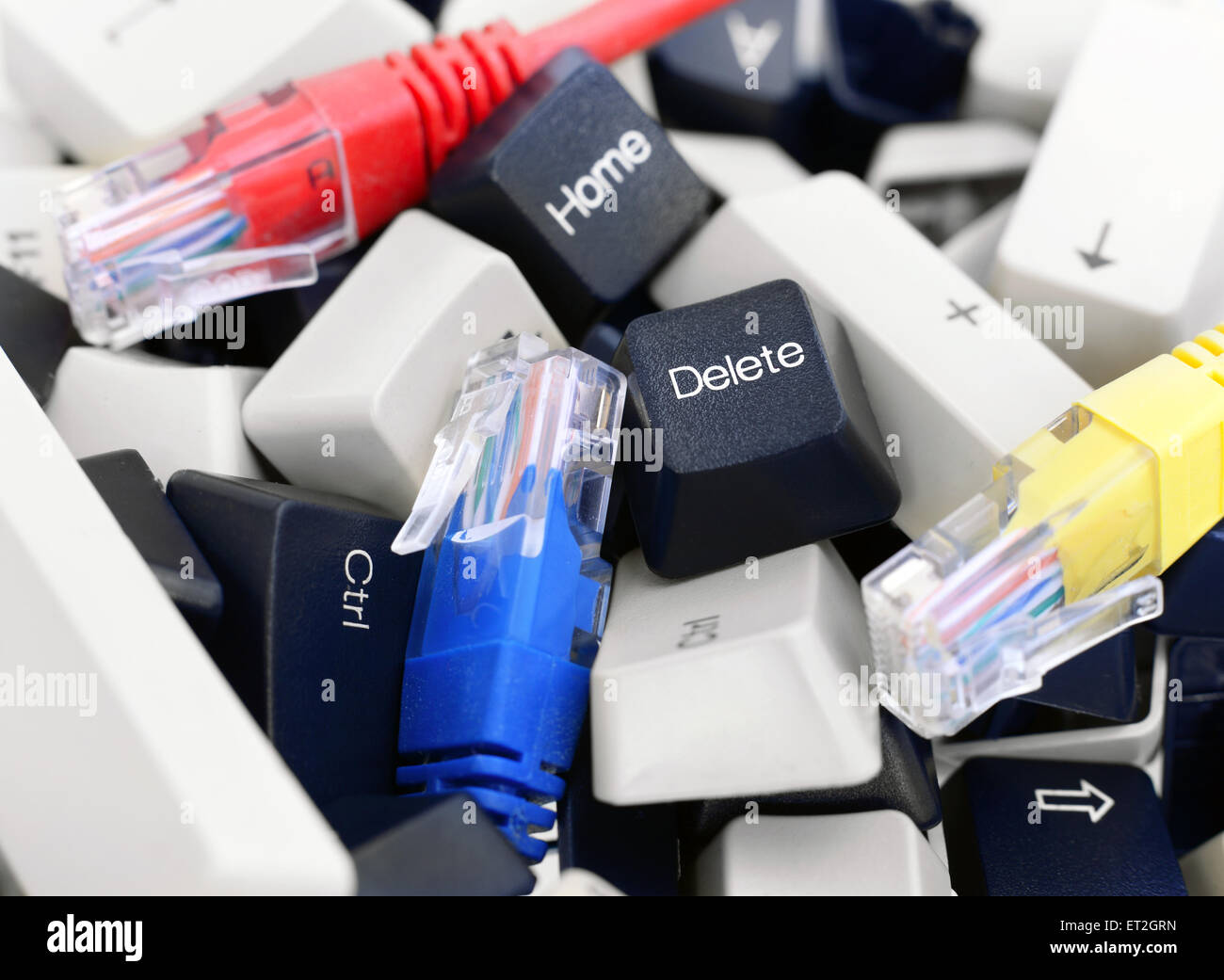 Close-up on Pile of Black and White Computer Keyboard Keys with ...