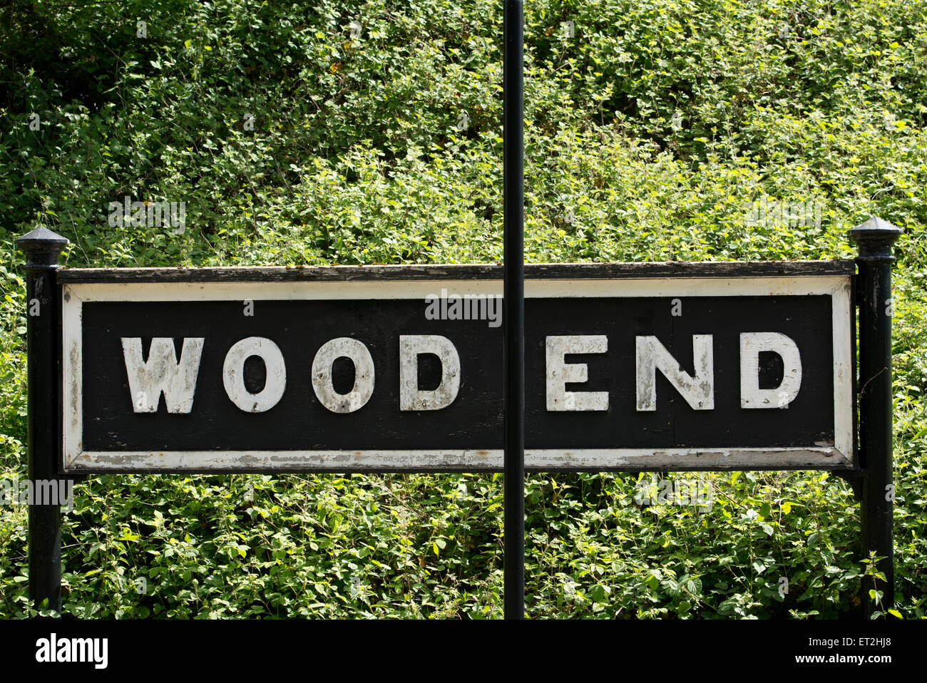 Wood End station sign, Warwickshire, England, UK Stock Photo - Alamy
