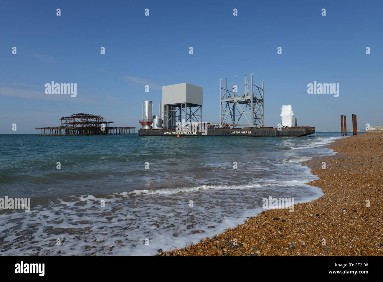 A large barge loaded with parts for the construction of the British ...