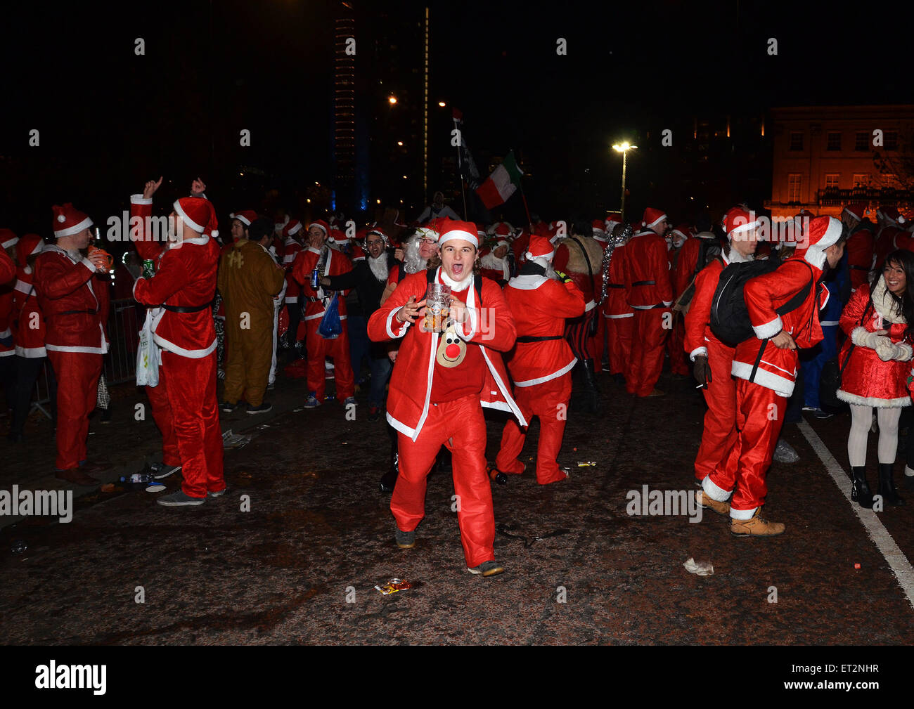 SantaCon London 2014 reaches Hyde Park Featuring: Atmosphere Where ...