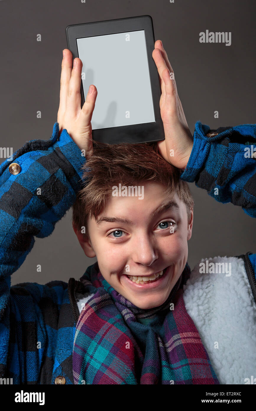Excited teen and computer hi-res stock photography and images - Alamy