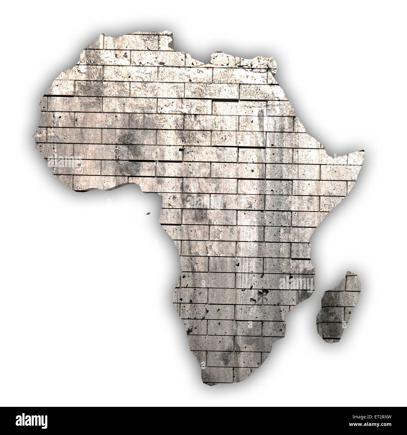 3d rendering of an african map with a brick texture Stock Photo - Alamy