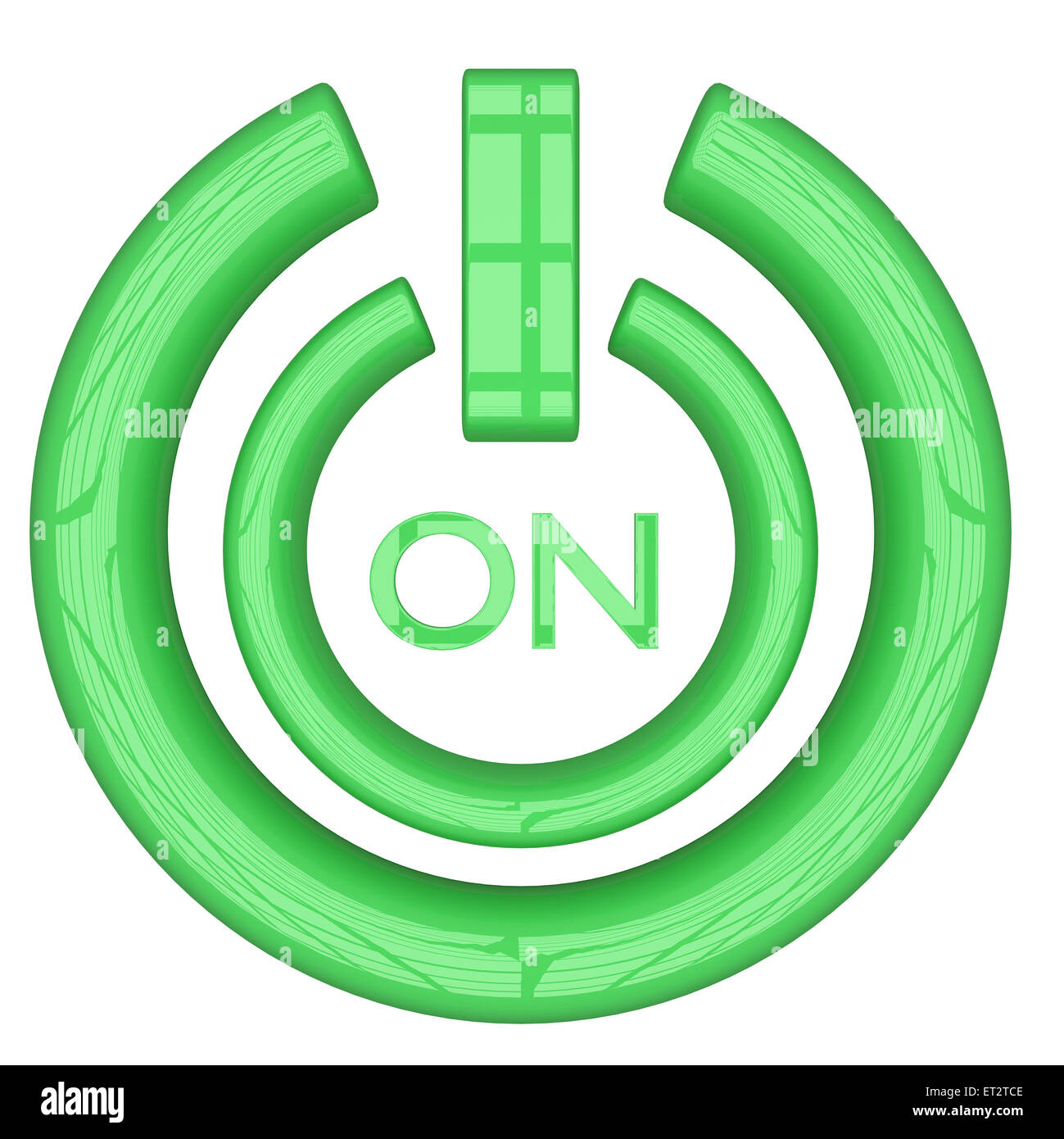 3d rendering of a green on button on a white background Stock Photo - Alamy