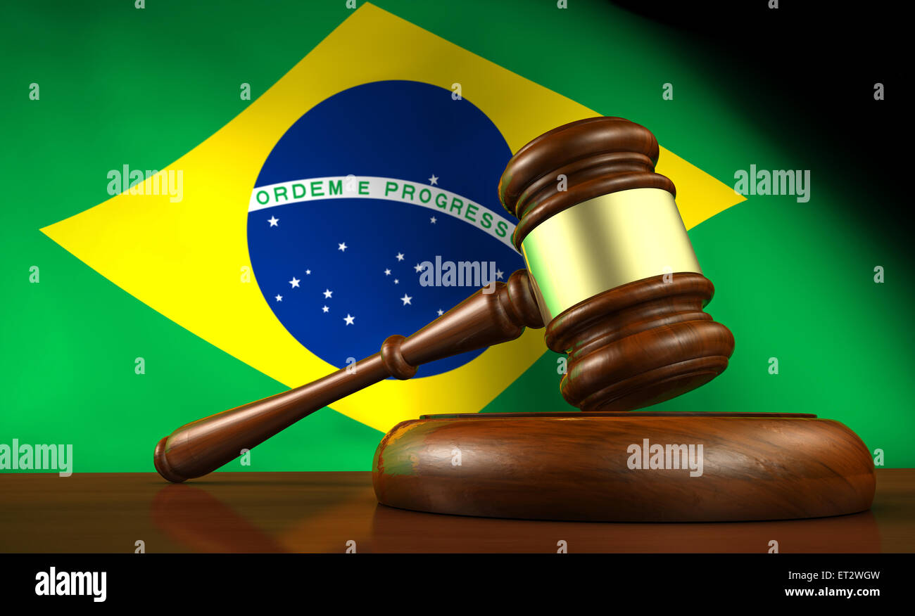 Law and justice of Brazil concept with a 3d rendering of a gavel on a ...