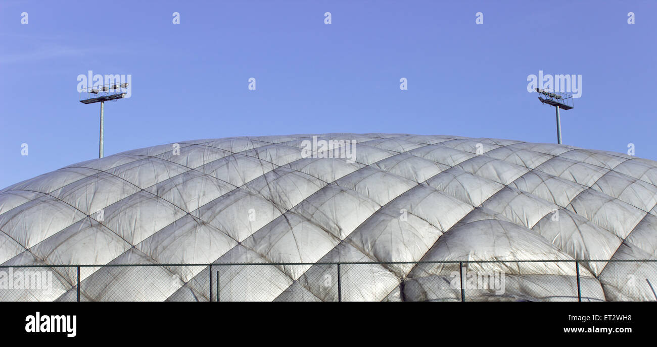 Balloon tent for tennis court over blue sky Stock Photo - Alamy