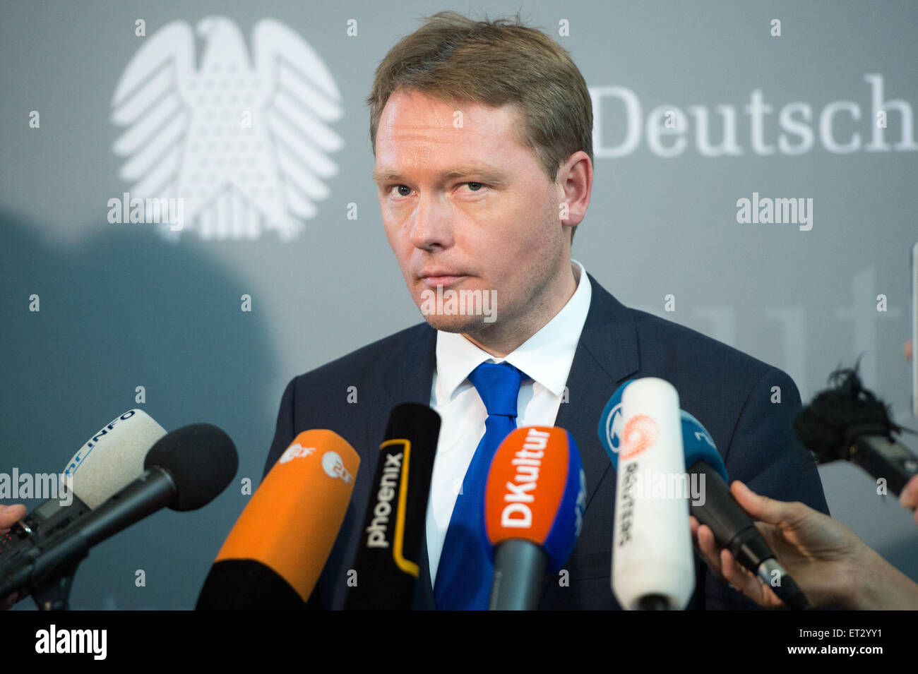 Berlin, Germany. 11th June, 2015. Christian Flisek delivers a statement ...
