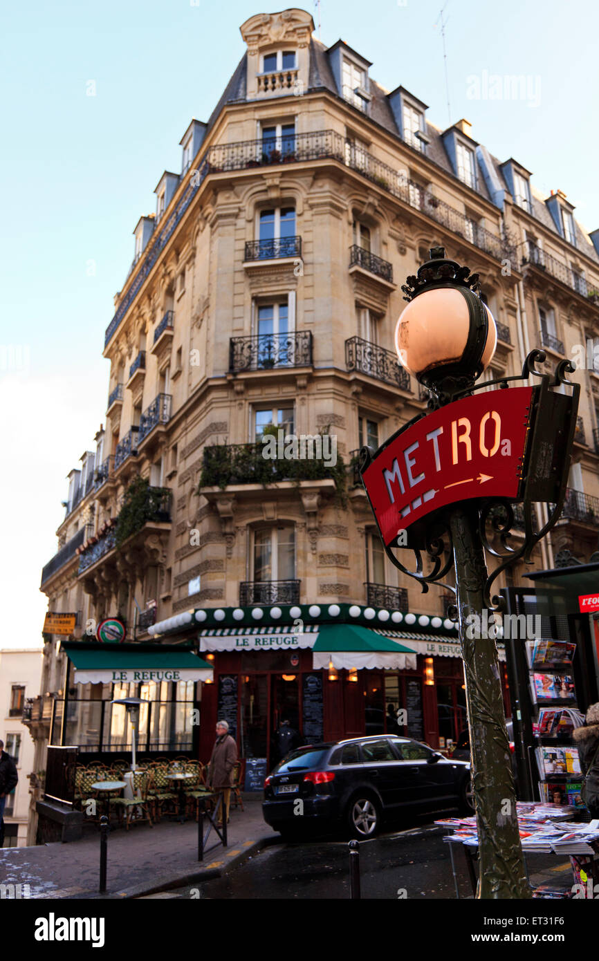 Metro sign in Montmartre Paris France Stock Photo - Alamy