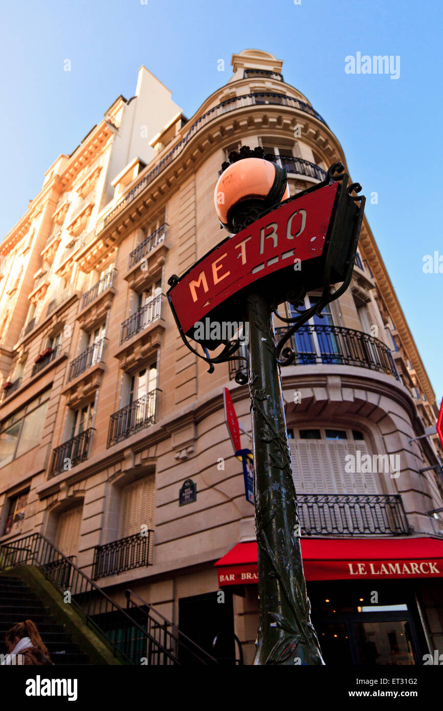 Metro sign in Montmartre Paris France Stock Photo - Alamy