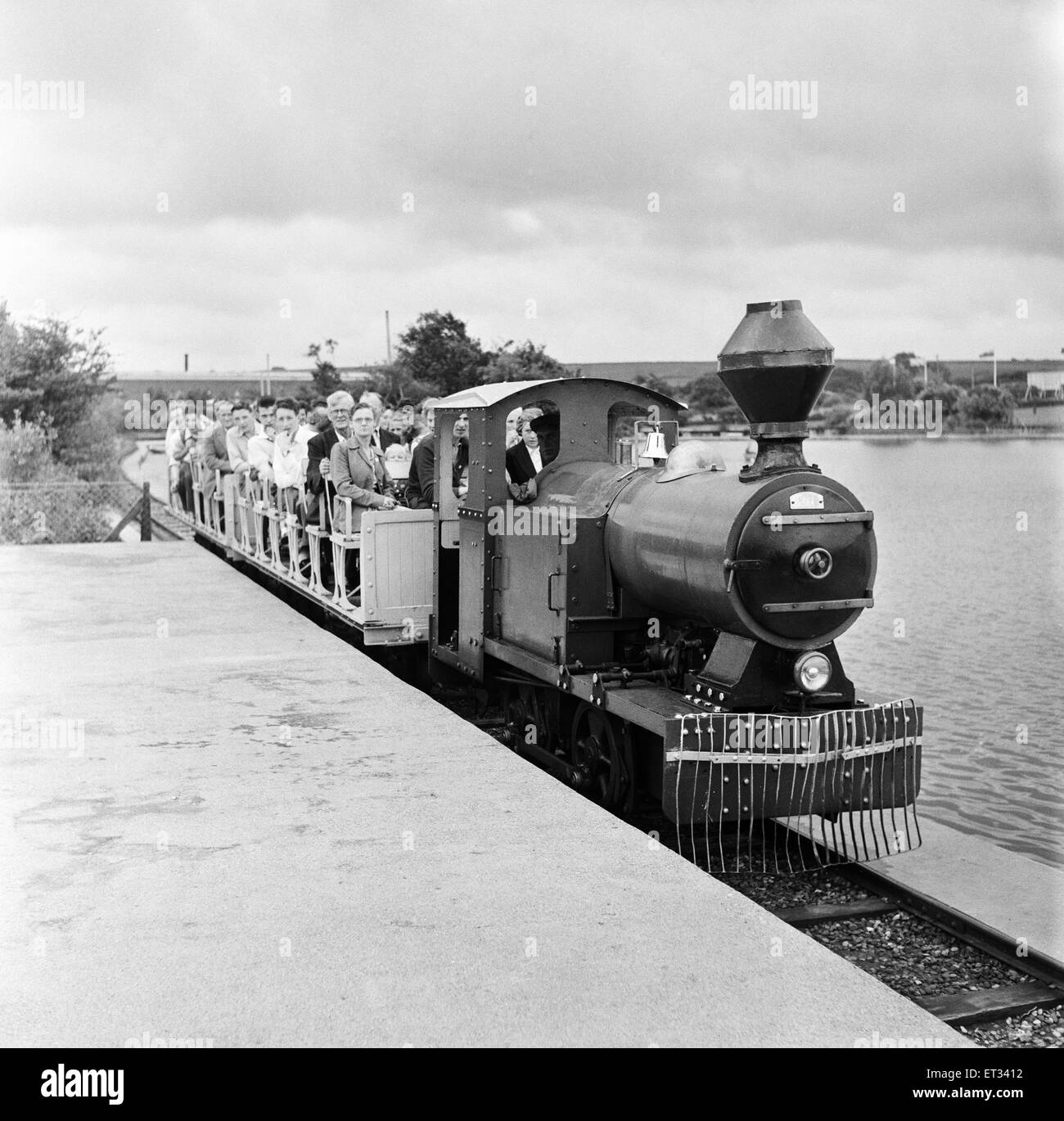 Holidaymakers on a train at Butlins Holiday Camp, Filey, North ...