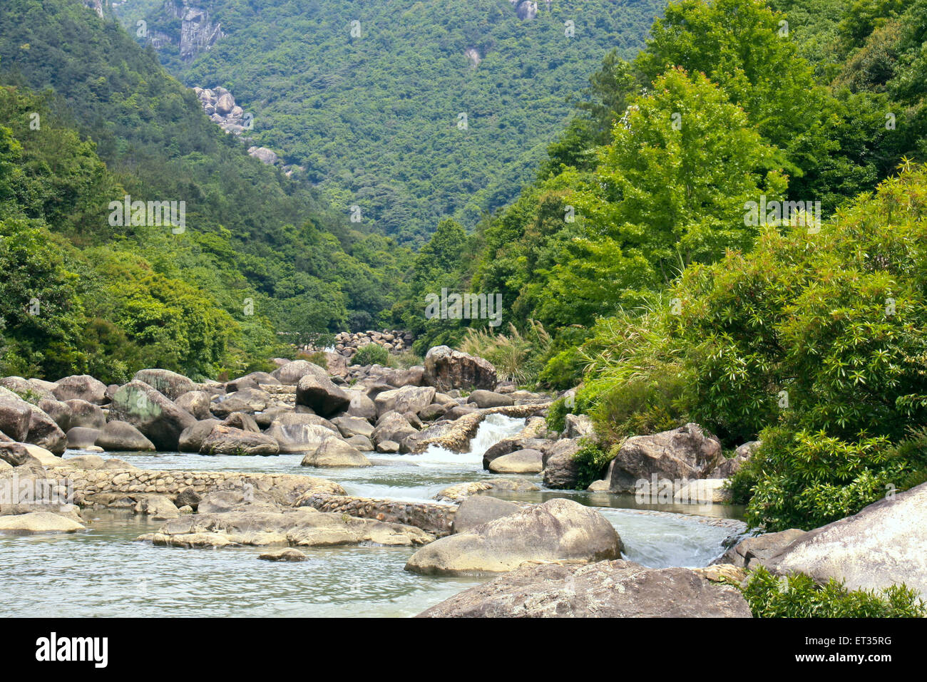 Cool water and large rocks of a mountain river Stock Photo - Alamy