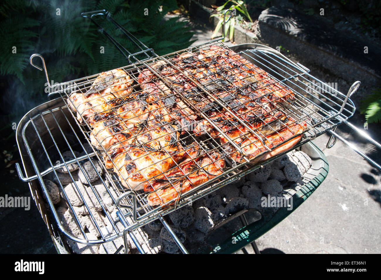 barbeque ribs and sausage with chicken and spices Stock Photo - Alamy