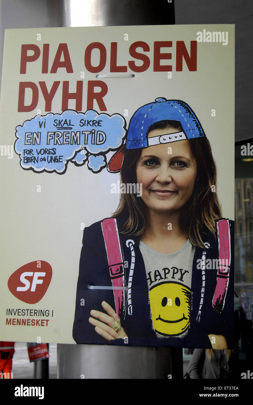 Copenhagen, Denmark. 11th June, 2015. New election poster of socialists ...
