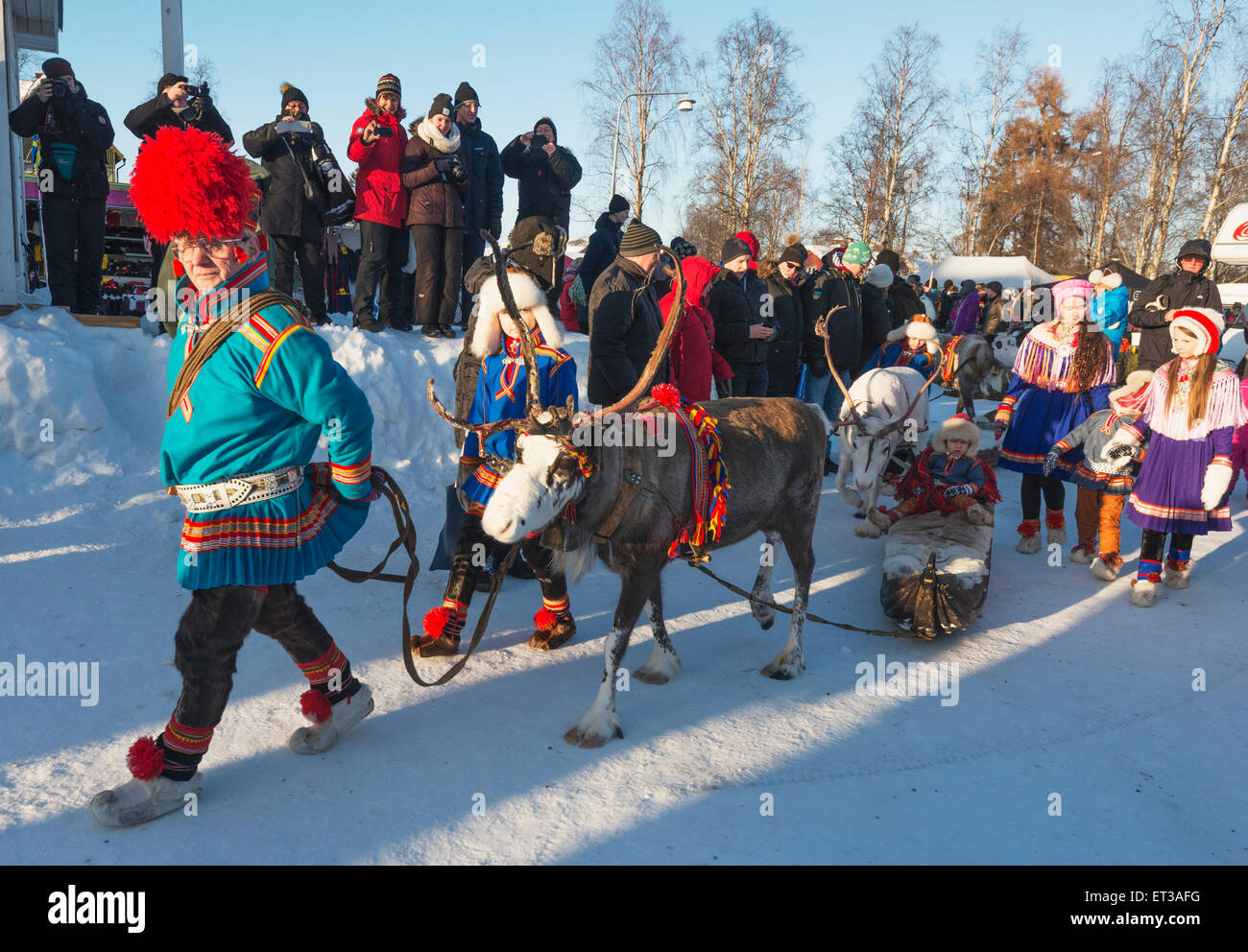 Arctic Circle, Lapland, Scandinavia, Sweden, Jokkmokk, Sami people at ...