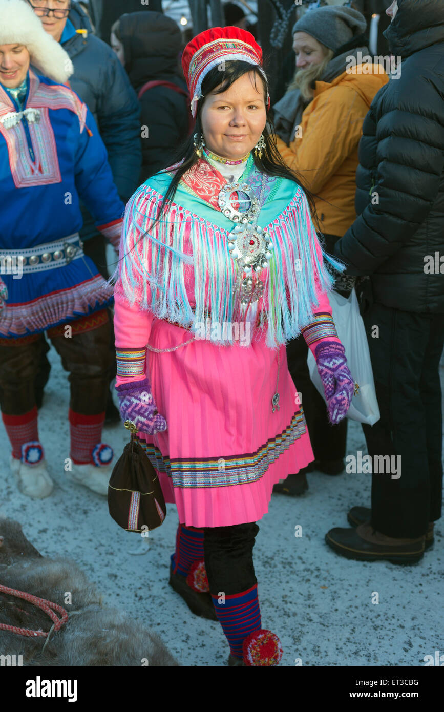 Arctic Circle, Lapland, Scandinavia, Sweden, Jokkmokk, Sami people at ...