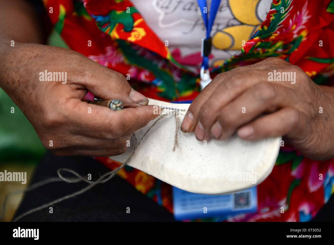 Harbin, China's Heilongjiang Province. 11th June, 2015. A exhibitor ...