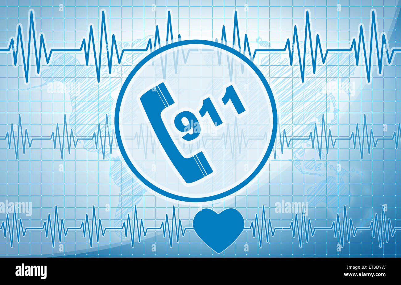 911 concept on a blue medical background Stock Photo - Alamy