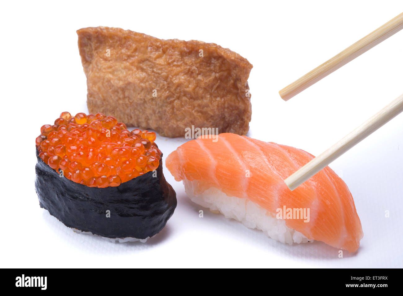 assortment with mixed sushi isolated on white background Stock Photo ...