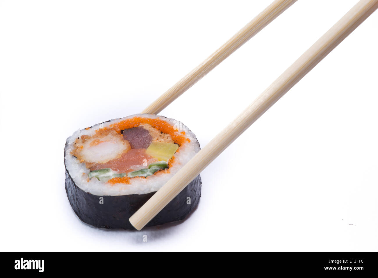 hand holding chopsticks eating sushi isolated on white background Stock ...