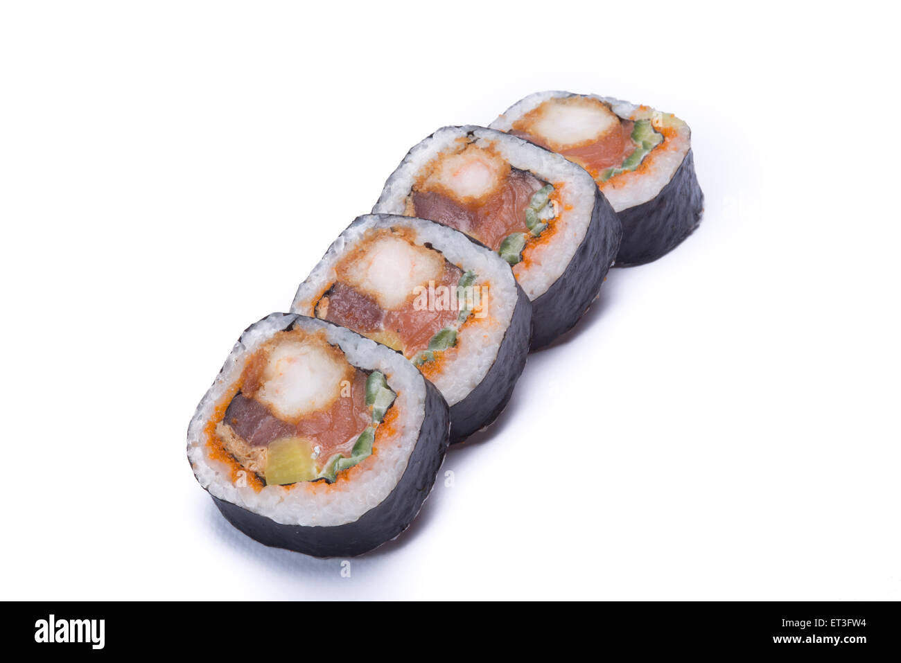 futo maki sushi roll isolated on white background Stock Photo - Alamy