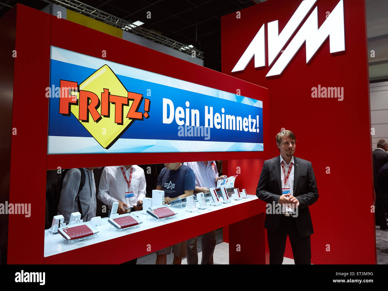 Berlin, Germany, booth of Berlin's telecommunications company AVM Stock ...