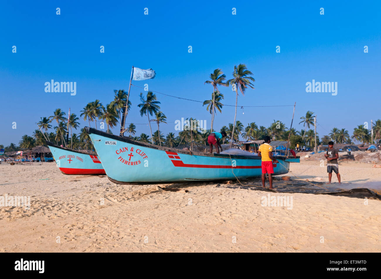 Fishing boats Colva Beach Goa India Stock Photo - Alamy