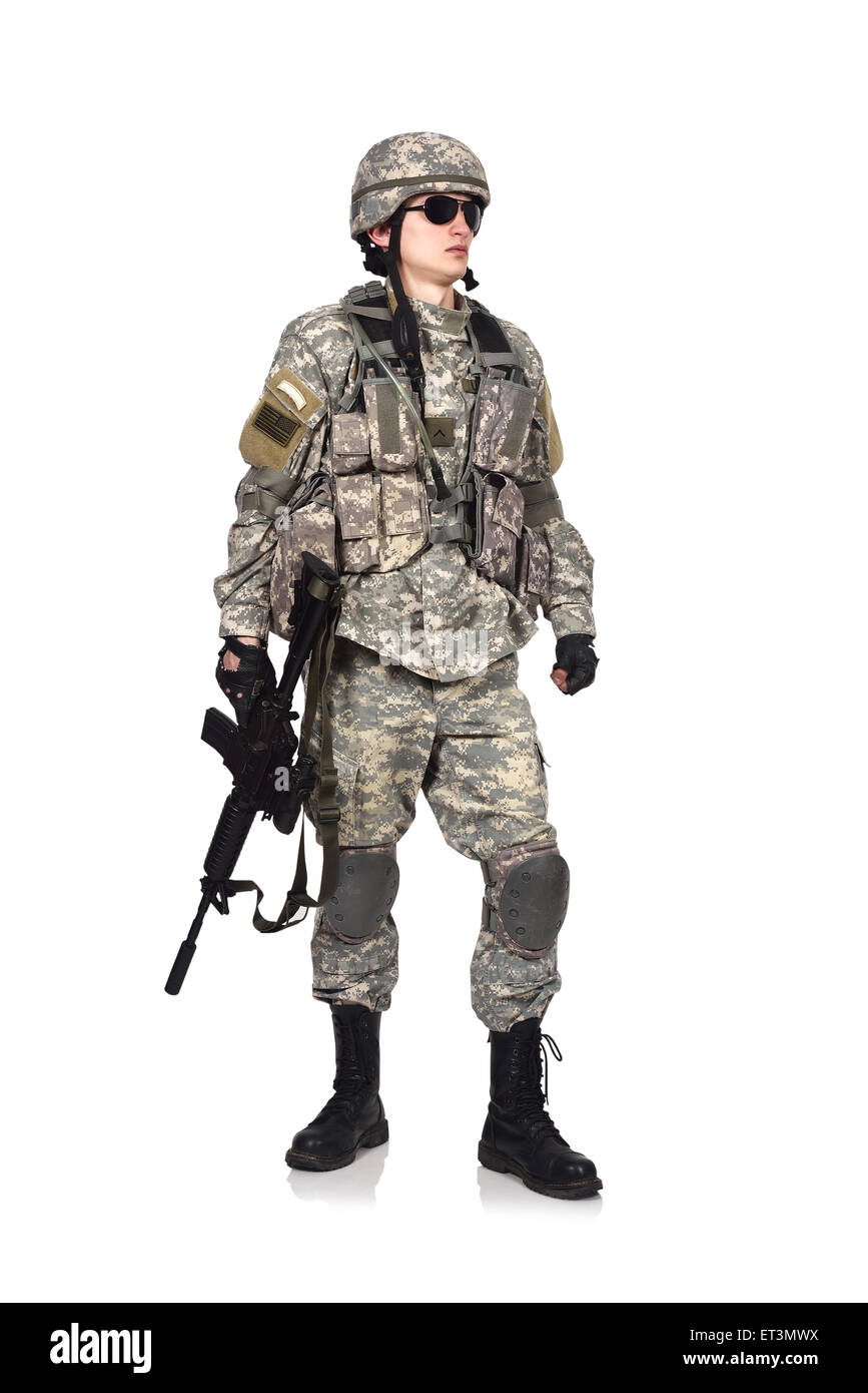 Soldier holding gun rifle hi-res stock photography and images - Alamy