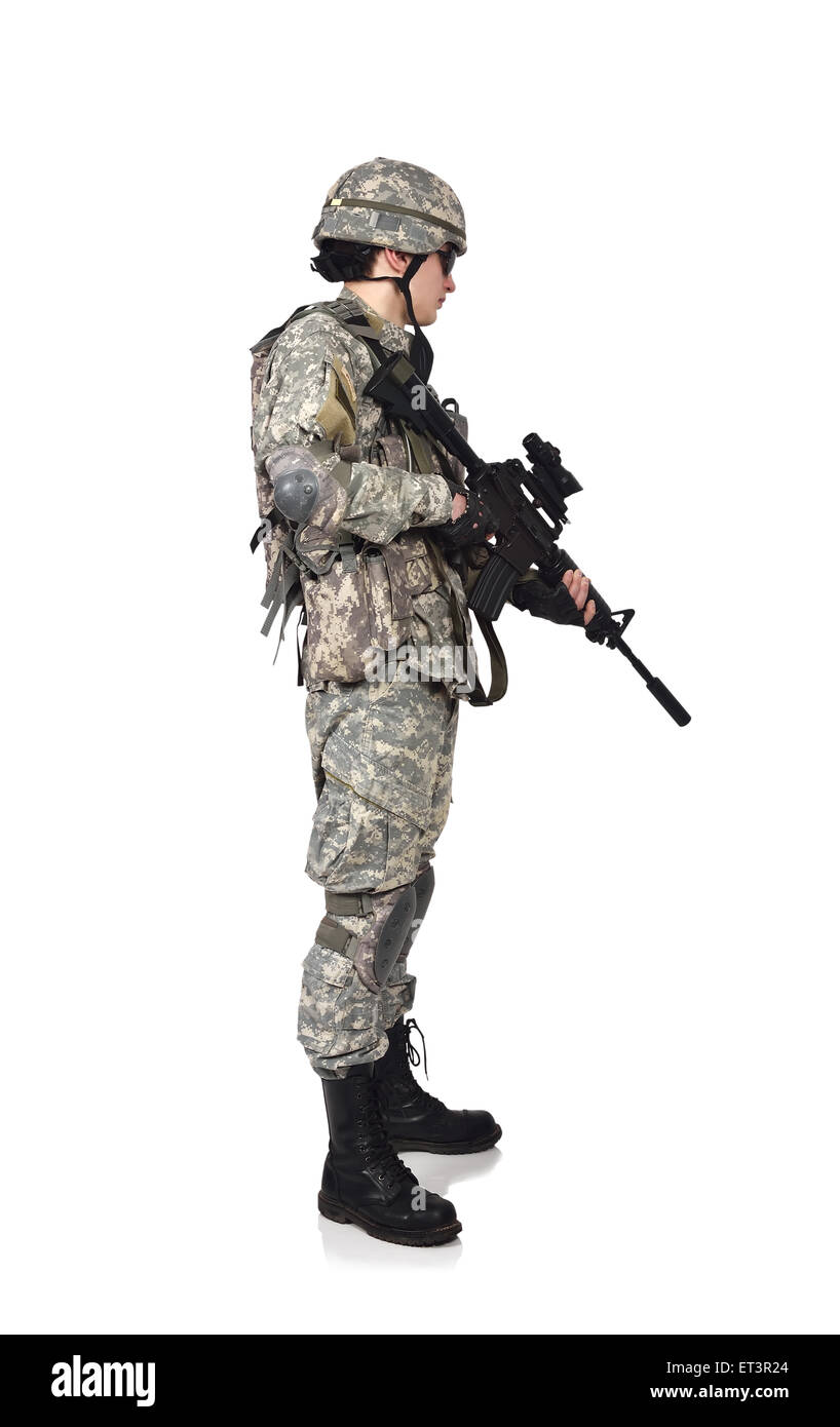 Soldier white background man gun hi-res stock photography and images ...