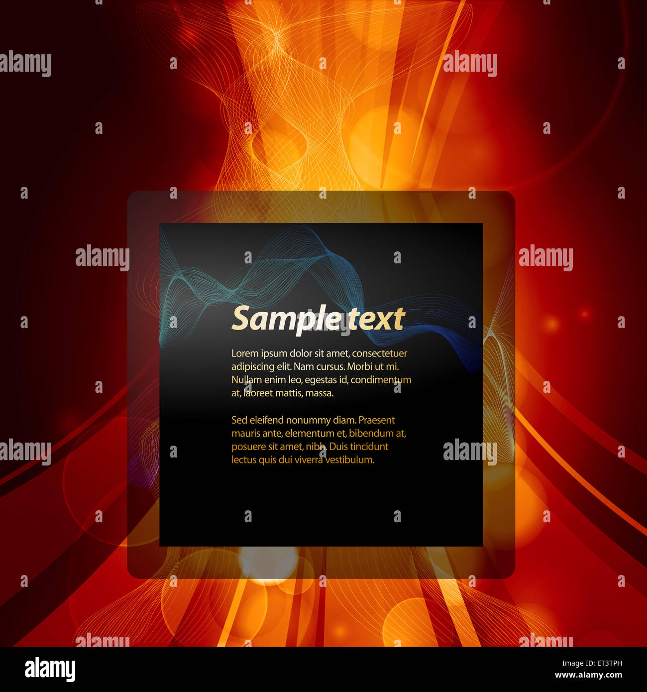 Square on a Square with Sample Text over a Glowing Background Stock ...