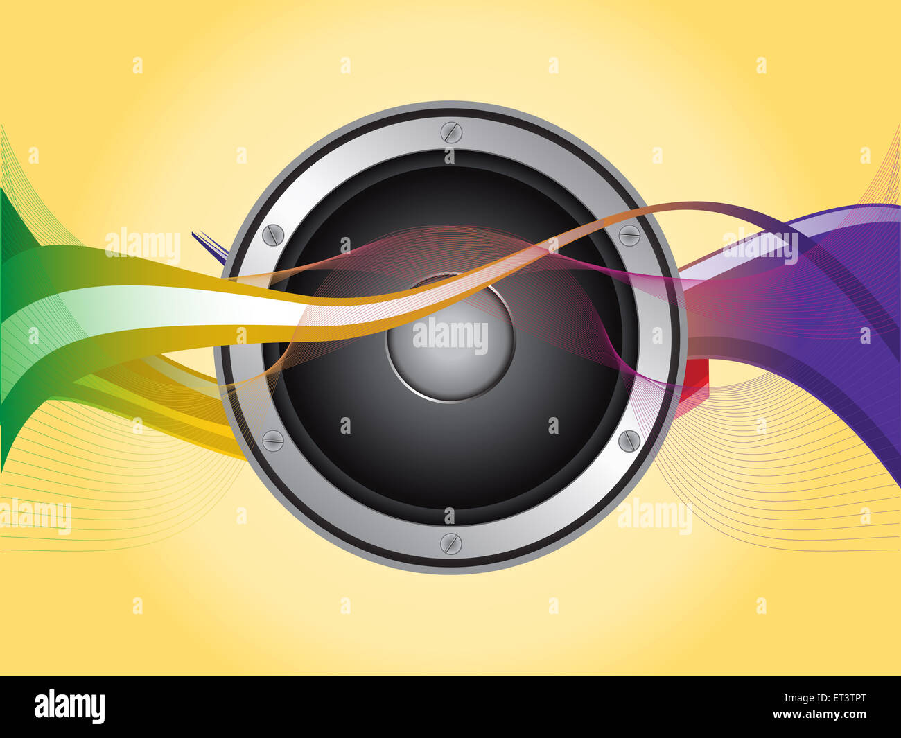 Speaker and Abstract Waves over Yellow Background Stock Photo - Alamy