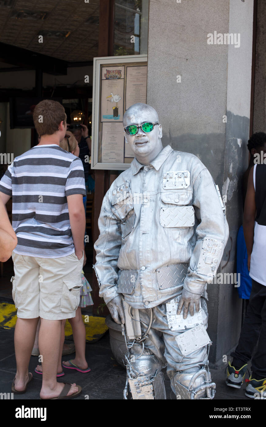 Silver Painted Street Performer In High Resolution Stock Photography ...