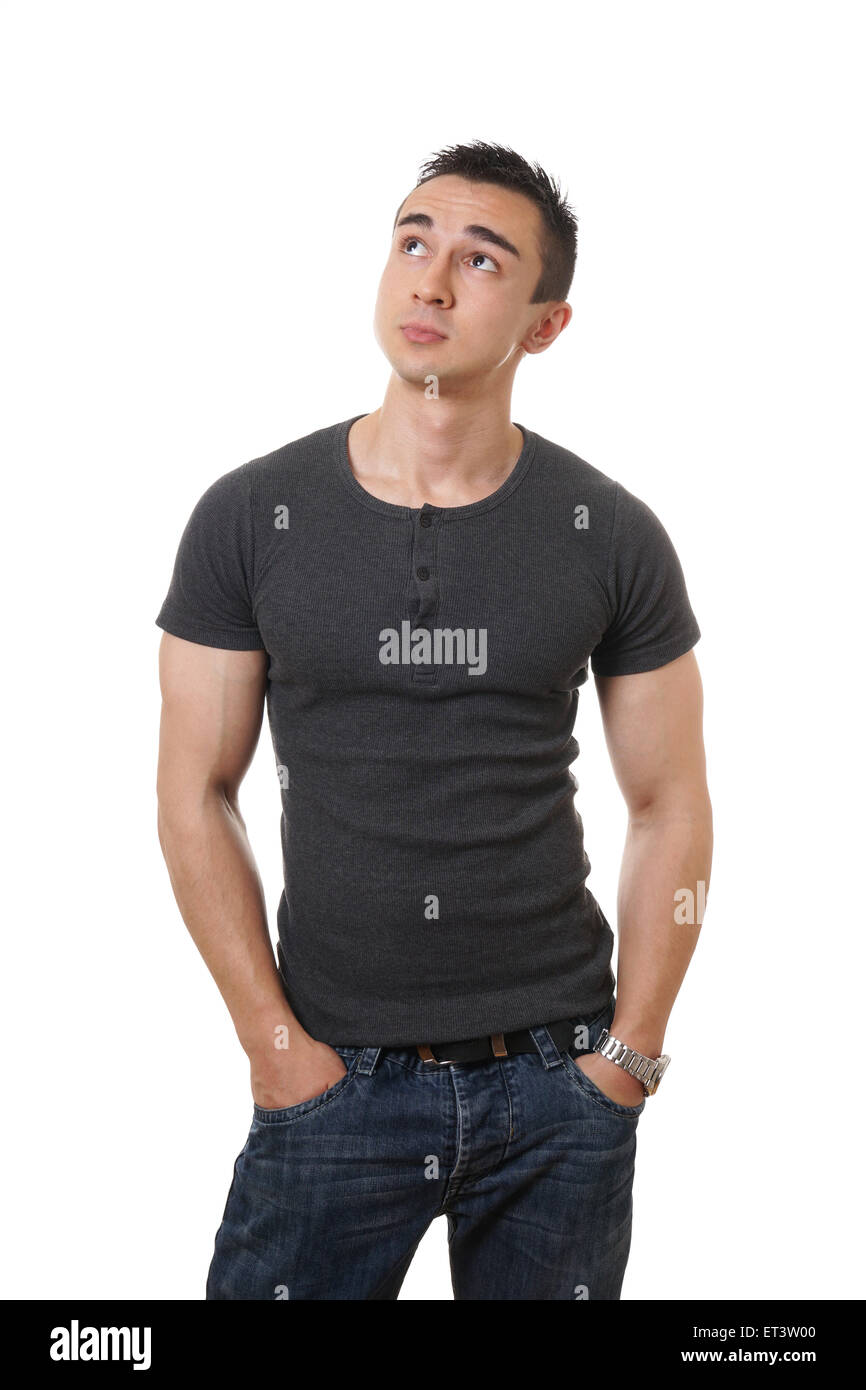 Look puzzled man not phone Cut Out Stock Images & Pictures - Alamy