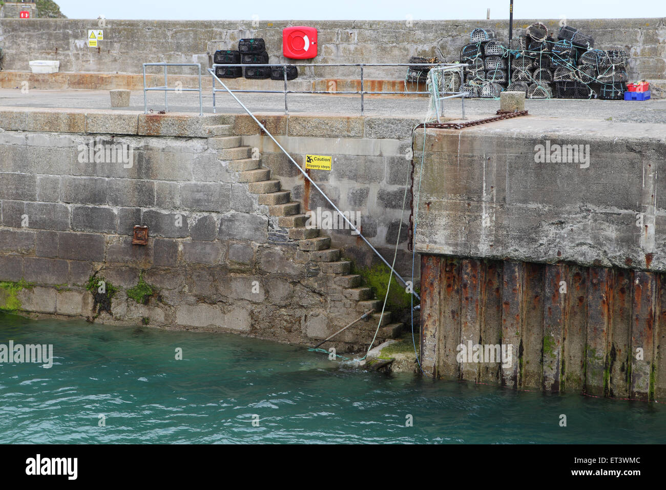Steps at Newquay Harbour in Cornwall Stock Photo - Alamy