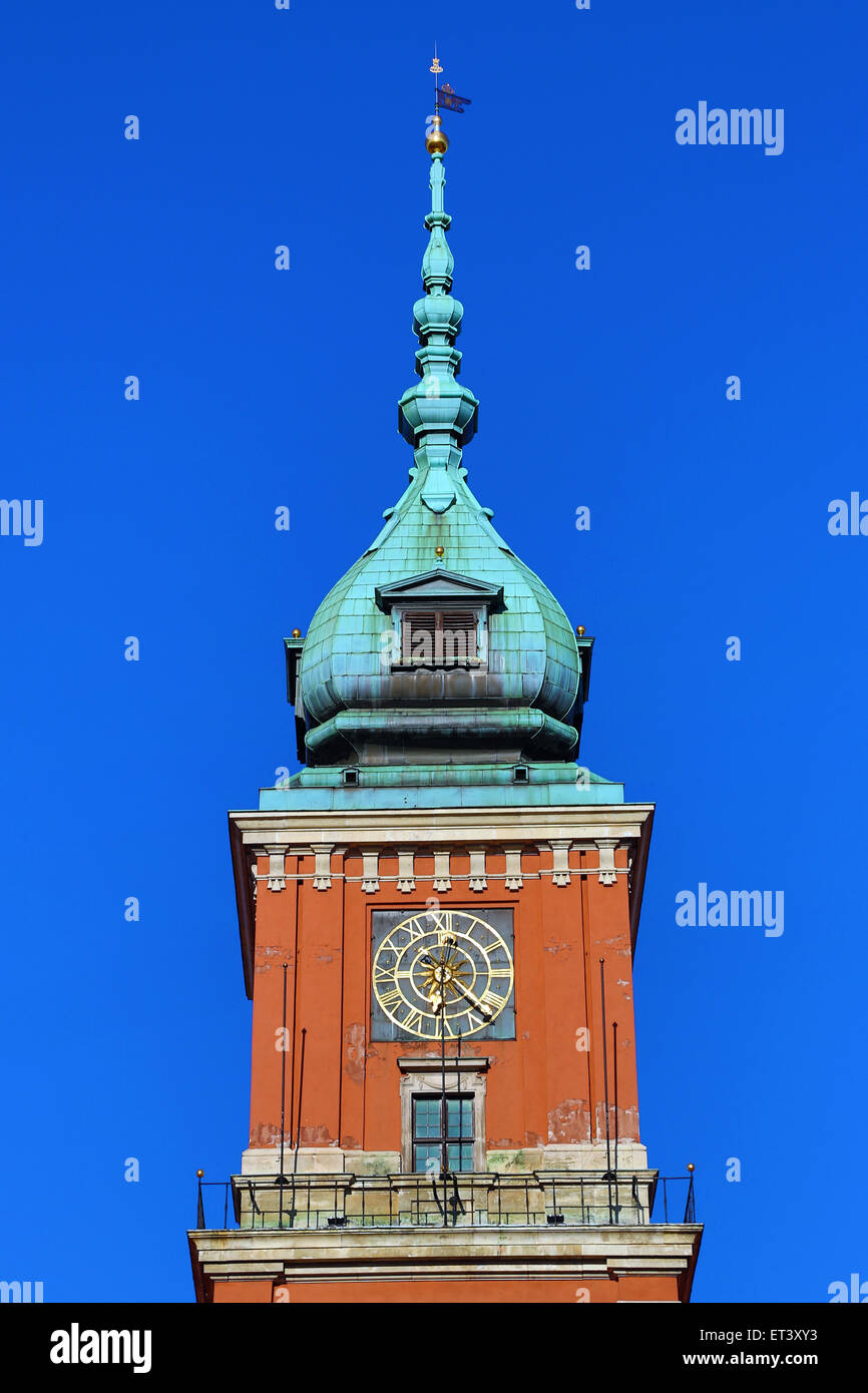 Clock Tower of the Royal Castle in Castle Square in Warsaw, Poland ...