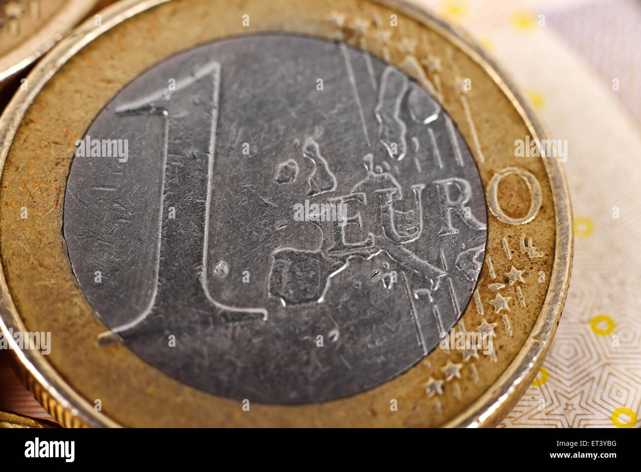 One euro coin money, extra close up Stock Photo - Alamy