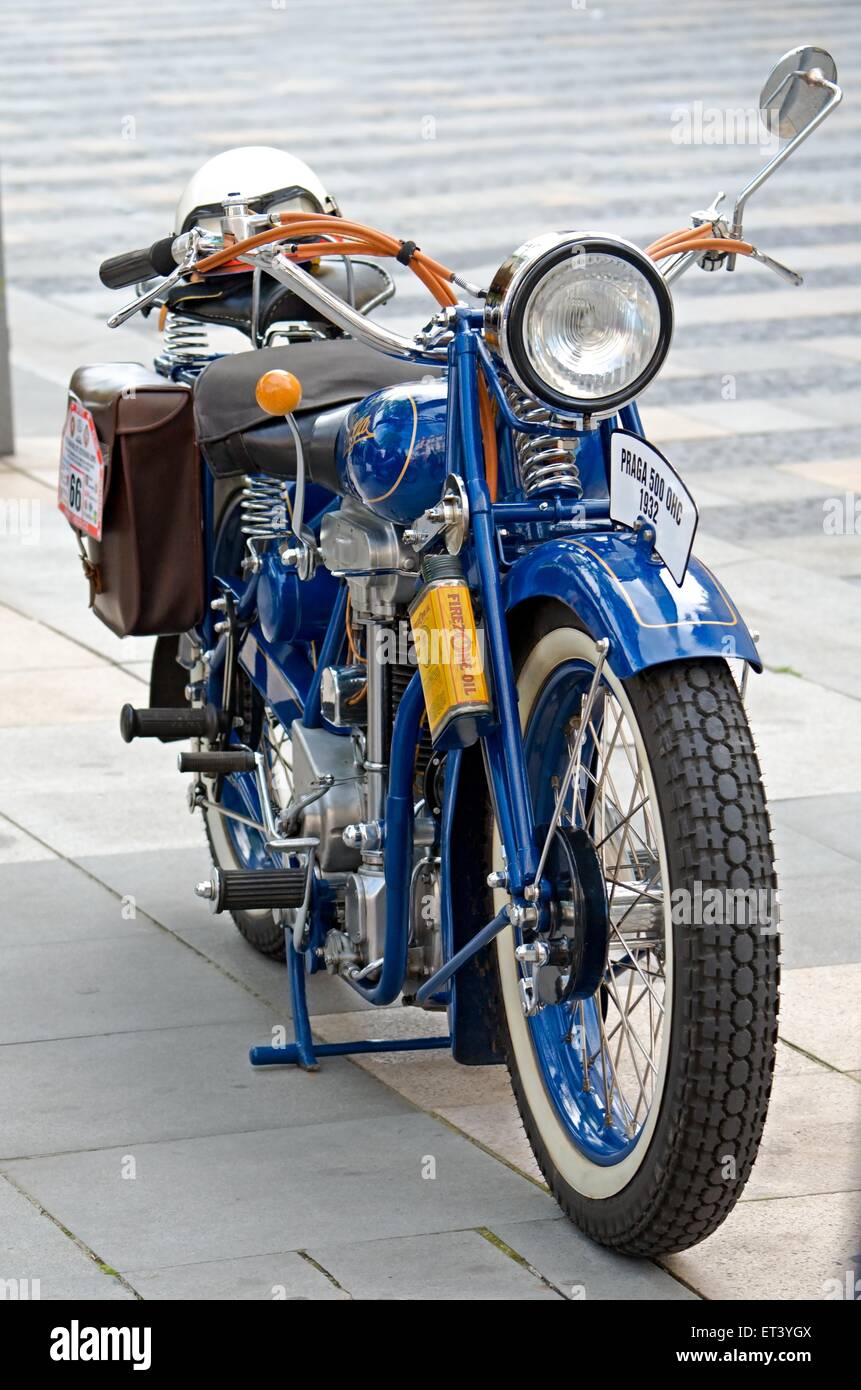 Historical blue motorcycle Stock Photo - Alamy