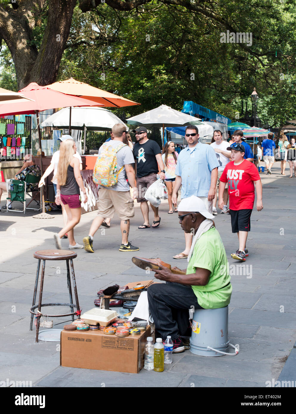 Shoe shine vendor at a city park in New Orleans Louisiana Stock Photo ...