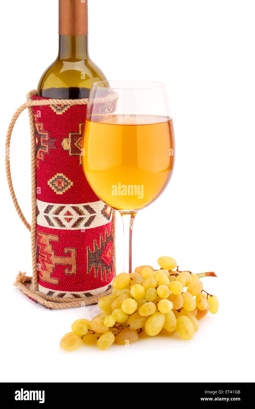 Wine and grapes isolated on white background Stock Photo - Alamy