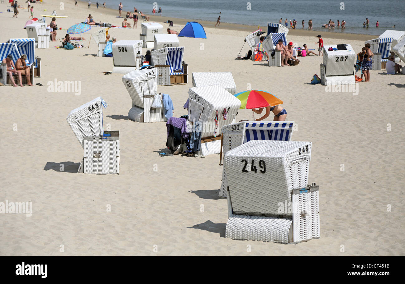 Sylt, Germany, people on the beach of the municipality Hoernum Stock ...