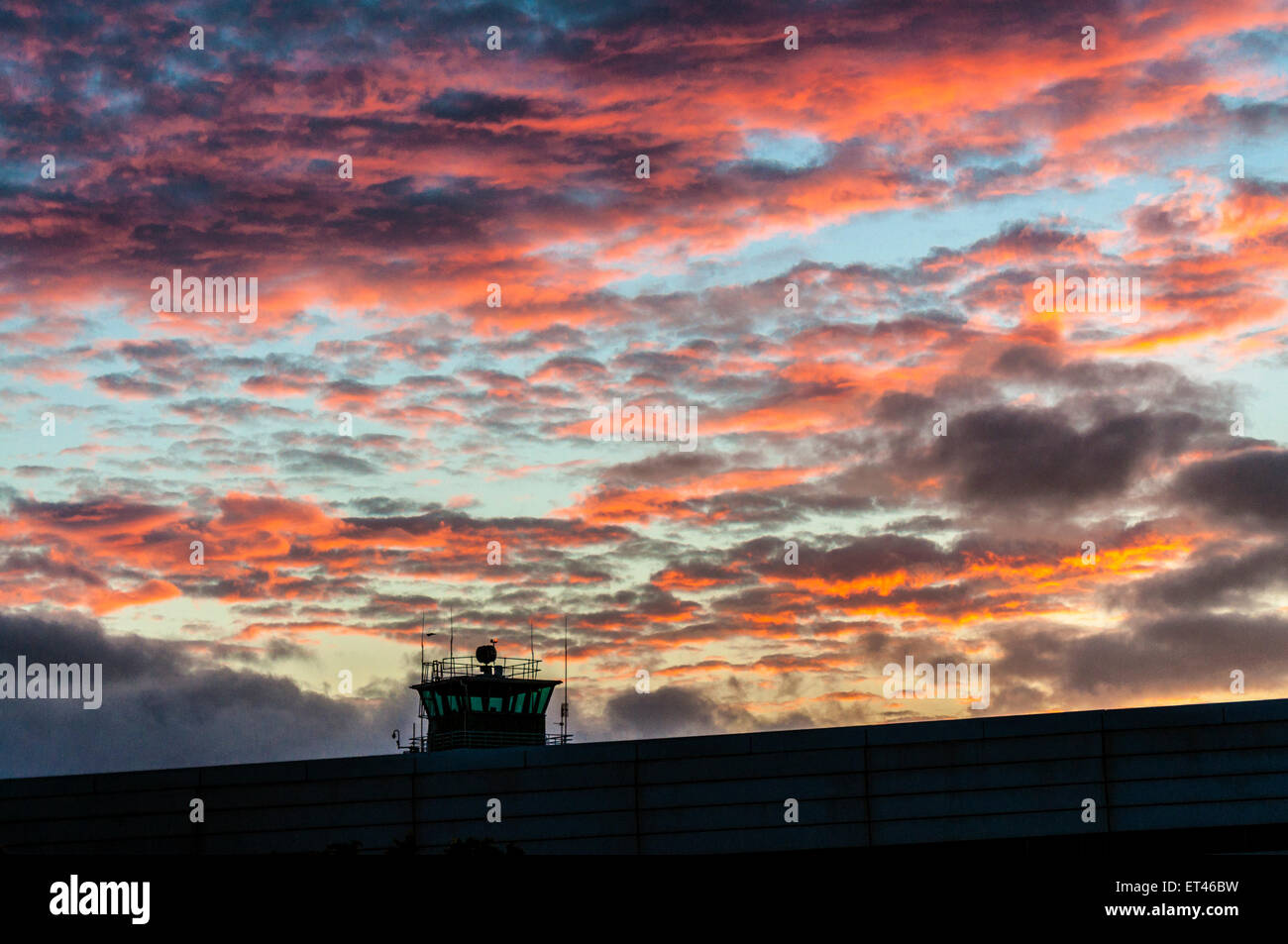 Dublin Airport control tower at sunset Ireland Stock Photo - Alamy