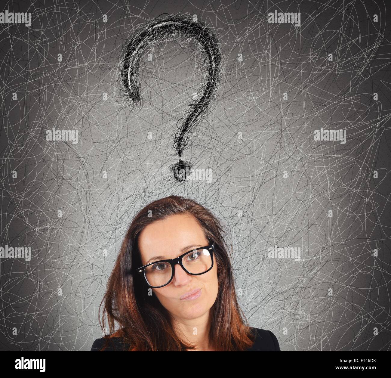 Businesswoman big question mark hi-res stock photography and images - Alamy