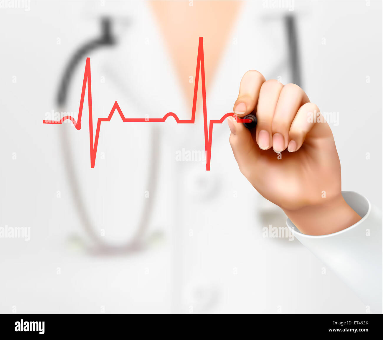 Doctor hand drawing cardiogram. Vector Stock Photo - Alamy