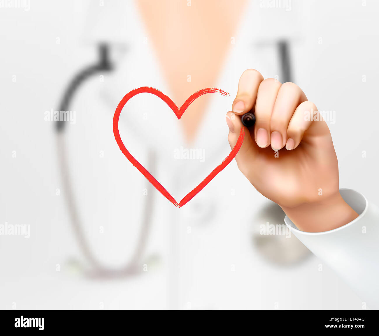 Doctor's hand drawing a heart symbol. Vector Stock Photo - Alamy